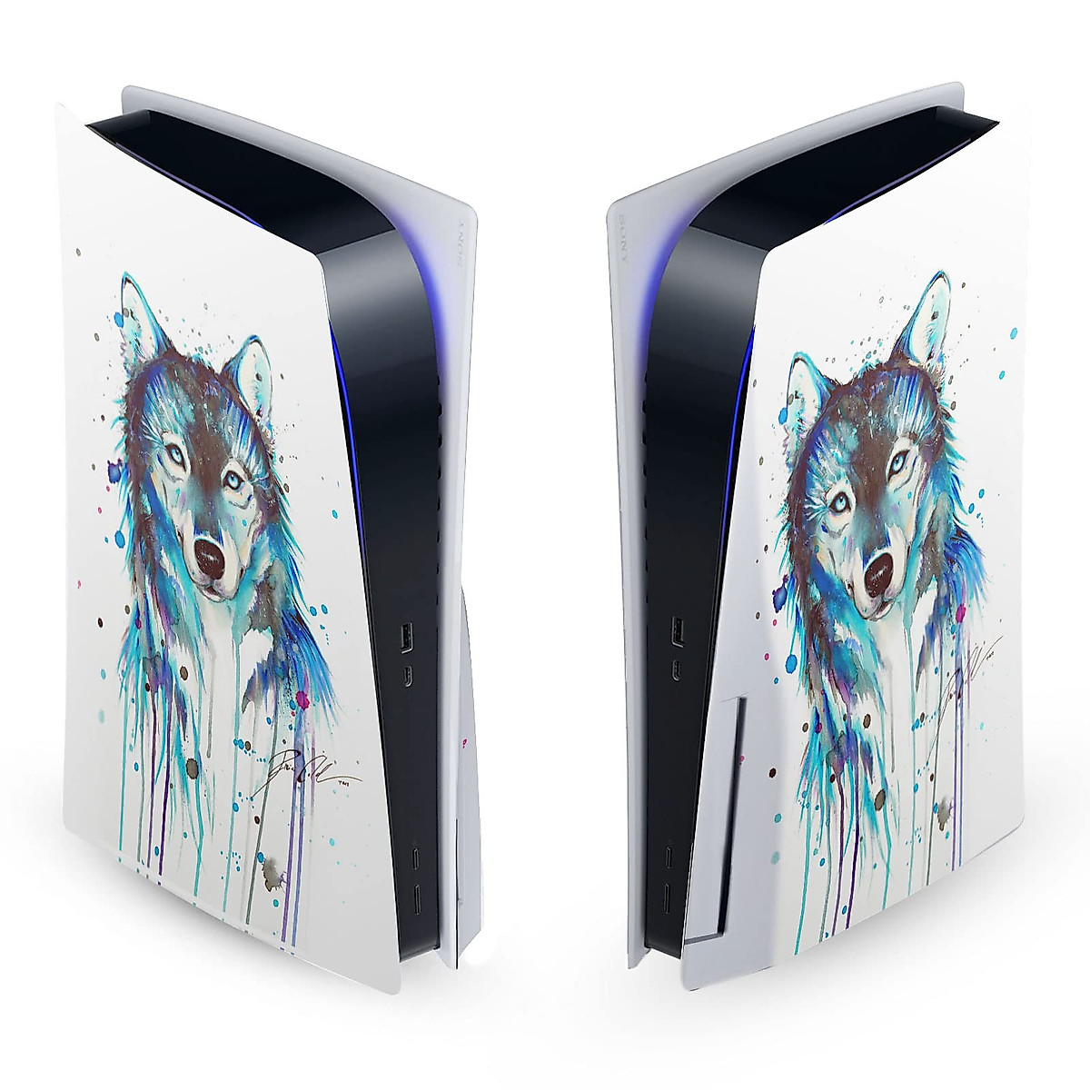 Head Case Designs Officially Licensed Pixie Cold Ice Wolf Art Mix Vinyl Faceplate Sticker Gaming Skin Case Cover Compatible with Sony Playstation 5 PS5 Disc Edition Console