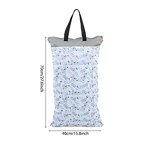 Zerodis Wet Dry Cloth Diaper Bags, Double Zippers and Double Pockets Large Hanging Reusable Wet Pail Bag for Beach Pool Gym Wet Dirty Clothes