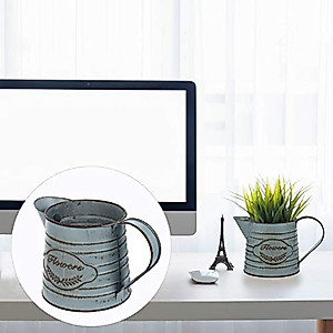 DOITOOL Metal Buckets Flower Pot Galvanized Tinplate Tin Pails Planter Pot Garden Container Vintage Bonsai Pot Pitcher Holder Farmhouse vase for Home Garden Dried Fresh Flower