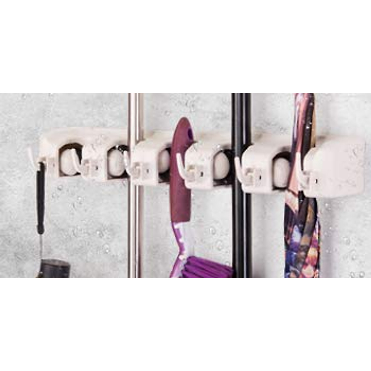 HAPPYGRILL Mop Broom Holder Wall Mounted Holder for Home Kitchen Garden Tool Organizer Rake with 5 Position 6 Hooks