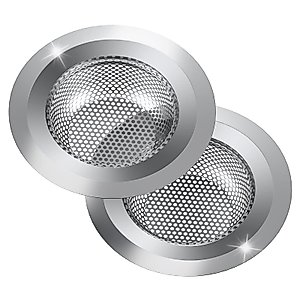 2PCS Kitchen Sink Strainer, Stainless Steel Sink Drain Strainer, Large Wide Rim 4.5" Diameter, Food Catcher for Most Sink Drains Kitchen Sink Basket Strainer