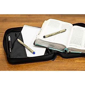 Black Lion Reinforced Polyester Bible Cover Case with Handle, Large