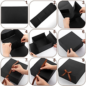12 Pcs Gift Boxes with Lids 8 x 8 x 4 Inch Bridesmaid Proposal Box Black Gift Boxes for Presents for Wedding Gift Birthday Christmas Packaging Chocolate Cupcake Crafting (Black)