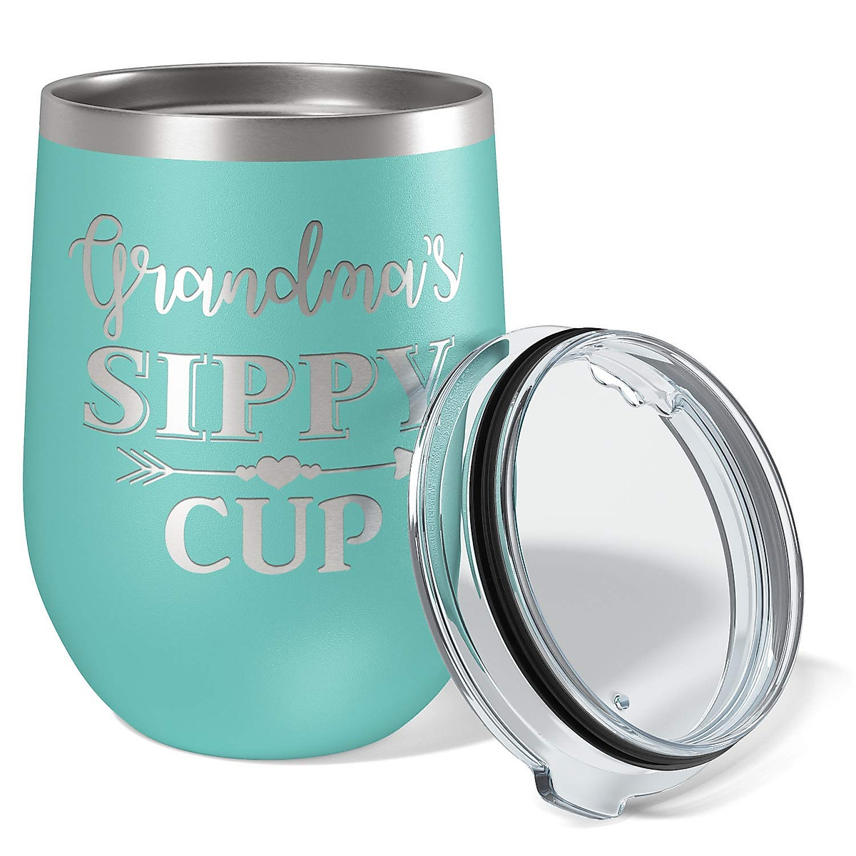 Grandmas Sippy Cup Gift for Women Birthday on Seafoam 12 oz Insulated Wine Tumbler