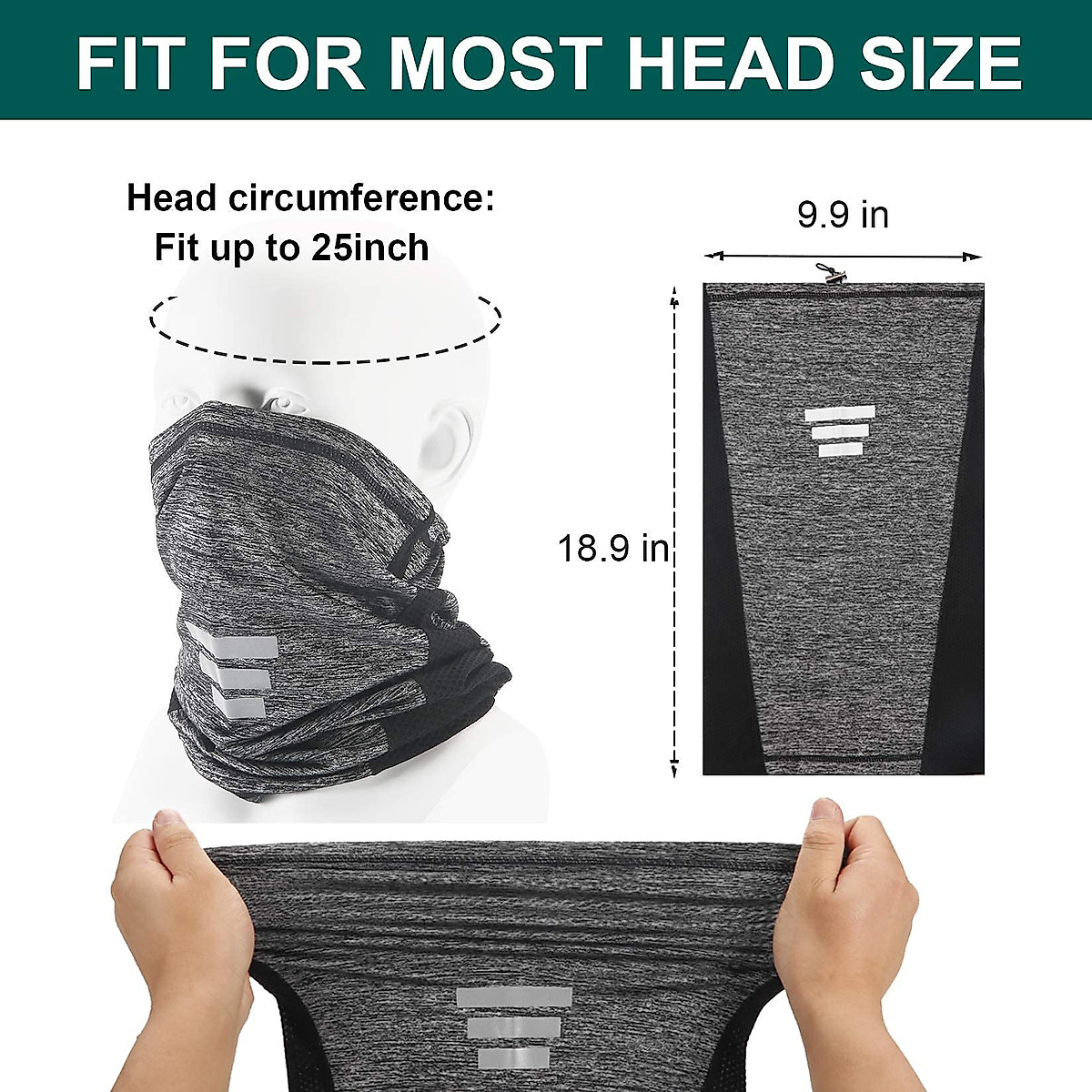 LANVODO Adjustable Neck Gaiter Face Mask for Men & Women, Reuasble Cloth Face Mask Bandana Balaclava, Breathable UV Protection Cover Scarf Shield for Running, Fishing, Hiking, Cycling