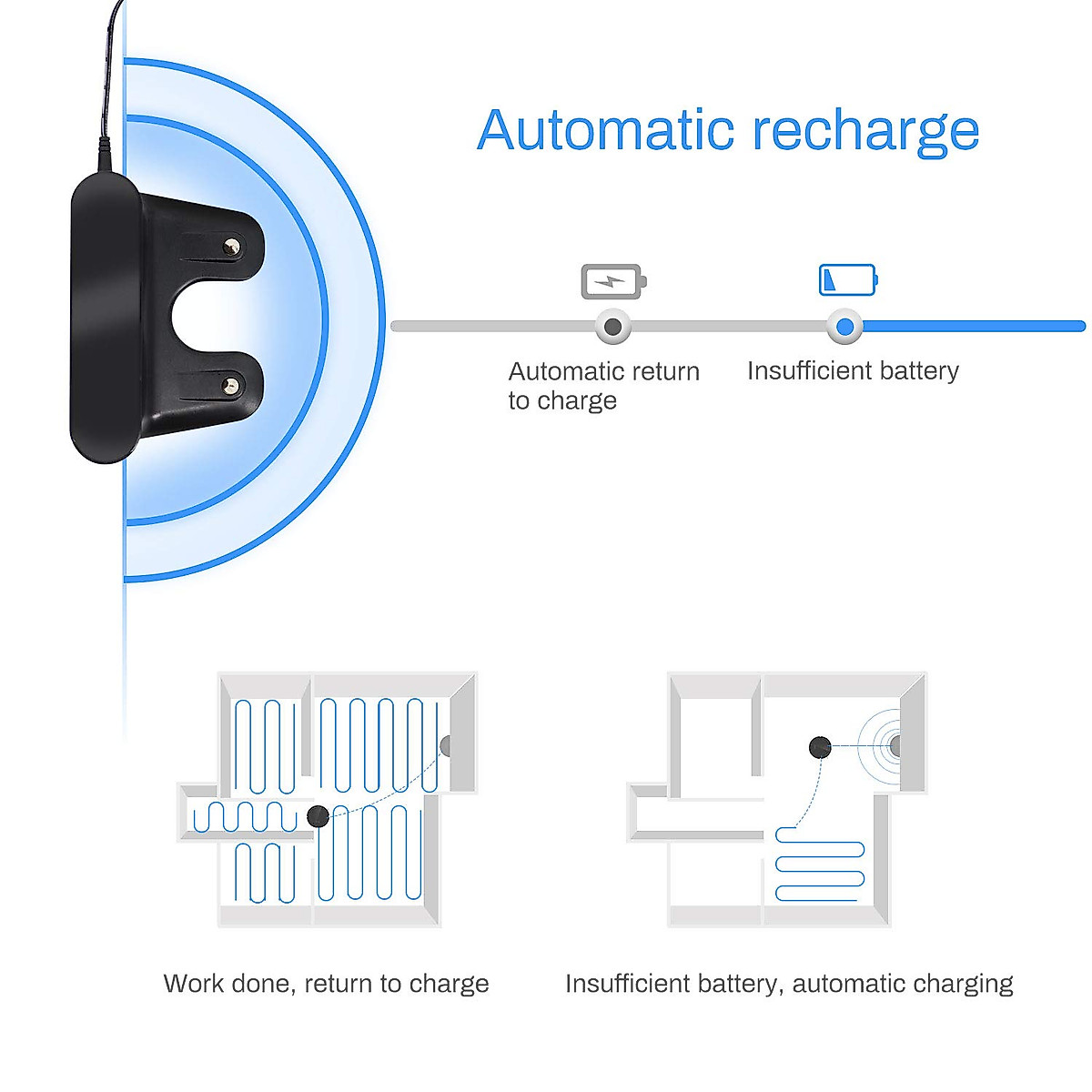 HiKiNS Robotic Vacuum Cleaner 1800Pa Powerful 4400MAH 120mins Long Lasting, Intelligent Algorithm Control Anti-Collision and Drop Sensor Protection Automatic Charging Robot Vacuum for All Floors