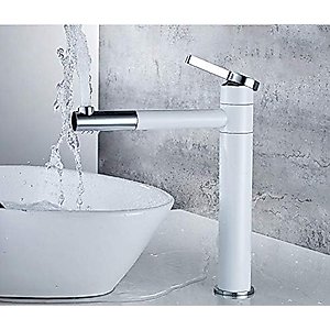 Kitchen Taps Basin Faucet White Single Handle Lavatory Single Hole Water Vanity Sink Bath Basin Mixer Tap Solid Brass Faucets-1