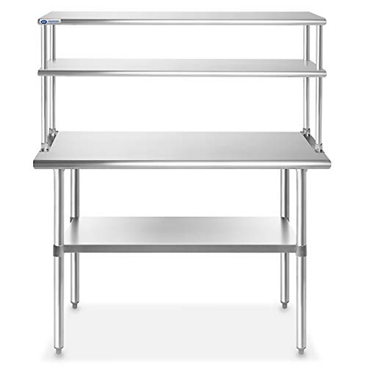 GRIDMANN NSF Stainless Steel Commercial Kitchen Prep & Work Table Plus A 2 Tier Shelf - 48 in. x 12 in.