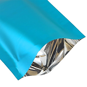 QQ Studio Single-Sided Matte Metallized Foil Stand Up Packaging Bags with Resealable for Dry Pasta Products (Frosted Front & Matte Blue, 10x15cm (3.9x5.9"))