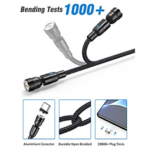 A.S Magnetic Charging Cable, Magnetic Type C Cable Fast Charging Data Sync Magnetic Cable Magnetic Phone Charger for Micro USB, USB C, i-Product Smartphones(3.3ft/3.3ft/6.6ft/6.6ft,Black)