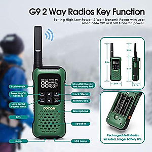 GOCOM G9 Waterproof Walkie Talkie for Adult Long Range, Floating Portable Two Way Radio, NOAA Weather Alert,SOS,Flashlight, Rechargeable 2 Way Raido for Adults (4 Pack)
