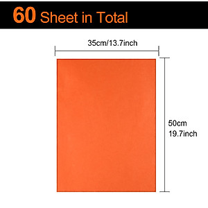 MIAHART 60 Sheets Orange Tissue Paper for Gift Wrapping Halloween Tissue Paper Bulk for Packaging Floral Birthday Christmas Halloween DIY Crafts Pompoms