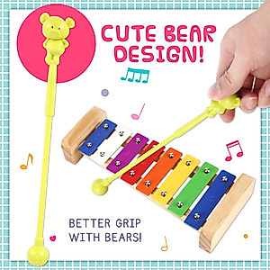 Xylophone Musical Toys for Baby Toddlers Kids with Harmonica, Wooden Musical Instruments Set with Mallets and Music Cards, Great Birthday Gifts for Preschool Kids Boys Girls