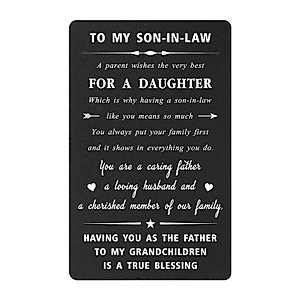 Mataly Son-in-Law Gifts from Mother-in-Law, to My Son-in-Law Birthday Card Gifs, Christmas Presents