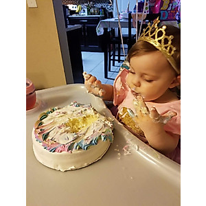 HONBAY 2PCS Baby Hair Accessories Baby Princess Crown Headband with Crystal and Star for 1 to 3 Years Old Baby, Gold and Silver