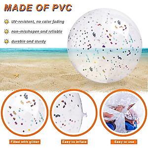 AMOR PRESENT Beach Balls, 16 Inch Glitter Beach Balls Conffeti Pool Toys for Kids Summer Pool Party Beach Volleyball Vacation, Silver
