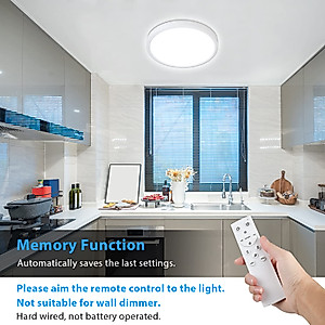 Unicozin Dimmable Ceiling Light with Remote Control, 8.7Inch 18W 3000K-6000K Light Color Adjustable, Round LED Flush Mount Ceiling Lamp, White Flat Panel Light for Dining Room, Bedroom, Kitchen,Wired