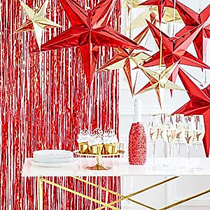 PartyWoo Foil Curtain Red 2 pcs and Crepe Paper Streamers 6 Rolls