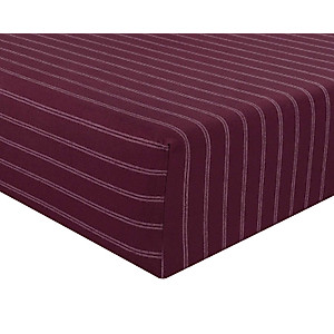 DELANNA Jersey Knit Fitted Sheet Soft Breathable T-Shirt Weave Bottom Sheet Only (RED STRIPE, QUEEN)