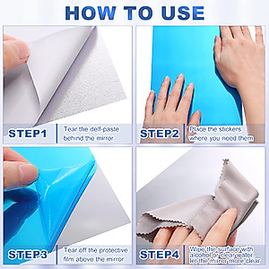 Tuanse 80 Pcs Flexible Plastic Mirror Sheets, Self-Adhesive, Rectangular, 6 x 6 Inch, for Home Decoration