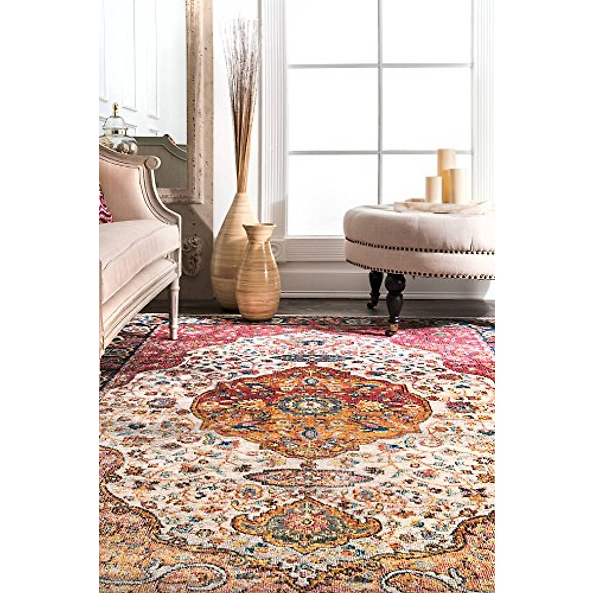 nuLOOM Shirlee Vintage Medallion Area Rug, 4' x 6', Orange