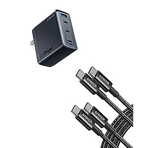 Anker USB C Charger, Anker 747 Charger GaNPrime 150W, PPS 4-Port Fast Compact Foldable Wall Charger, and Anker New Nylon USB C to USB C Charger Cable (6ft 60W, 2-Pack) for MacBook Pro/Air, and More