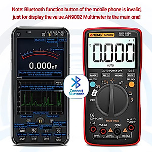ANENG Bluetooth Multimeter Digital Tester Auto-ranging TRMS 6000 Counts Ohmmeter for AC/DC Voltage,Current,Resistance,Continuity,Capacitance,Diodes,Temperature Meansurement,Volt Meter for Automotive