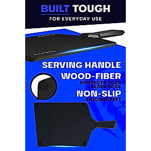 DALSTRONG Cutting & Serving Board - Black Wood-Fibre Cutting Board - Non-Slip Feet - The Infinity Series - G10 Handle - Obsidian Black - Medium Size (9" x 11")