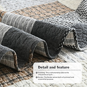 Y-PLWOMEN Queen Quilt Bedding Set 100% Cotton Lightweight Quilts Queen Size, Cozy Quilt for Queen Bed, Reservible Queen Bedspread Soft Queen Quilt Set for All Season, 3-Pieces