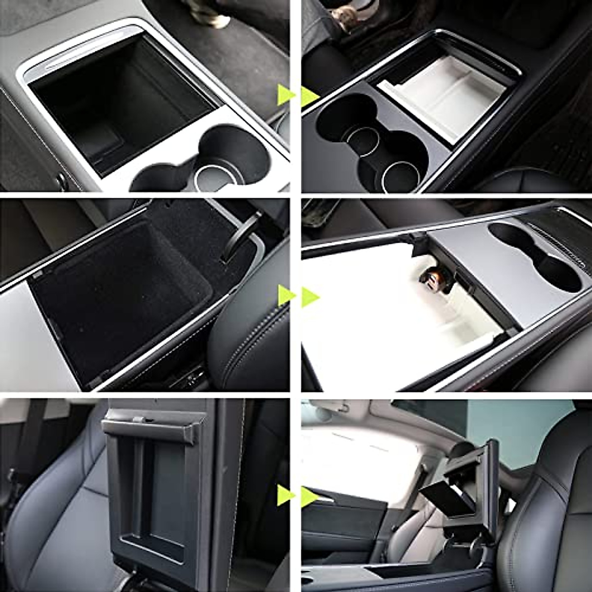 NITOYO 3PCS Upgraded WHITE Center Console Organizer Tray Compatible with Tesla Model 3/Y, Armrest Organizer Tray, Armrest Hidden Cubby Drawer Storage Box 2021-2023 Model 3/Y (3 IN 1)