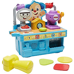 Fisher-Price Baby & Toddler Toy Laugh & Learn Busy Learning Tool Bench Construction Activity for Pretend Play Infants Ages 6+ Months