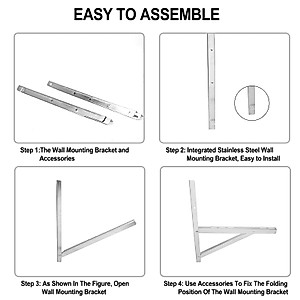 POPMOON Stainless Steel Mounting Bracket for 9000-36000BTU Condenser Ductless Mini Split Air Conditioner Heat Pump Systems.