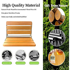 Folding Teak Shower Seat Wall Mounted, Fold Down Shower Seat, Foldable Shower Bench, Home Care Teak Shower Seat for Inside Shower, Folding Shower Seat Bench[European Teak]