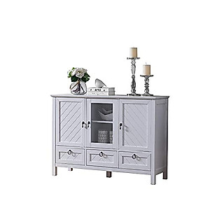 Kings Brand Furniture Evans Sideboard Buffet Console Table Storage Cabinets, White