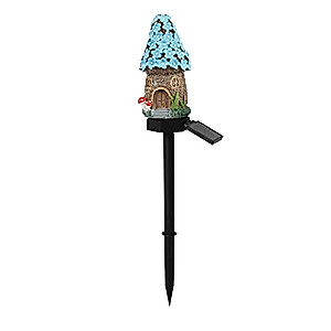 KWQBHW Mushroom Fairy Garden House Solar Stake Light Mushroom House Statues with Solar Lights Fairy Cottage Garden Lights for Patio Yard Lawn Pathway Decor