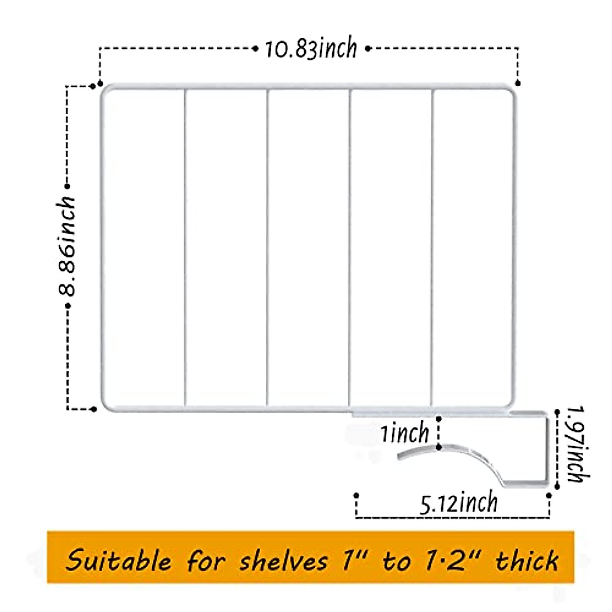 BTSD-home 6 Pack Shelf Dividers for Organization and Storage Metal Closet Dividers for Wooden Shelves in Cabinet Kitchen Bedroom and Office