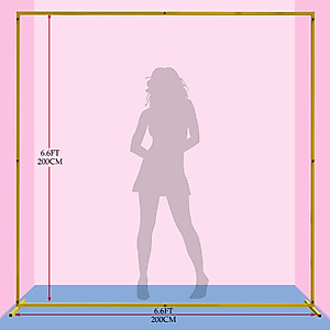 Wedding Arch Backdrop Stand, 6.6x6.6 FT Gold Wedding Arches for Ceremony Square Metal Balloon Arch Stand Garden Arbor Frame for Wedding Birthday Party Baby Shower Photo Booth Background Decoration