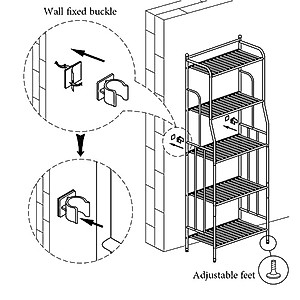 GHQME 5 Tier Metal Standing Shelf Space Saver, Storage Tower Rack for Kitchen Bathroom, Storage Shelving Unit Organizer, Outdoor Flower Stand (Black, 5-Tier)