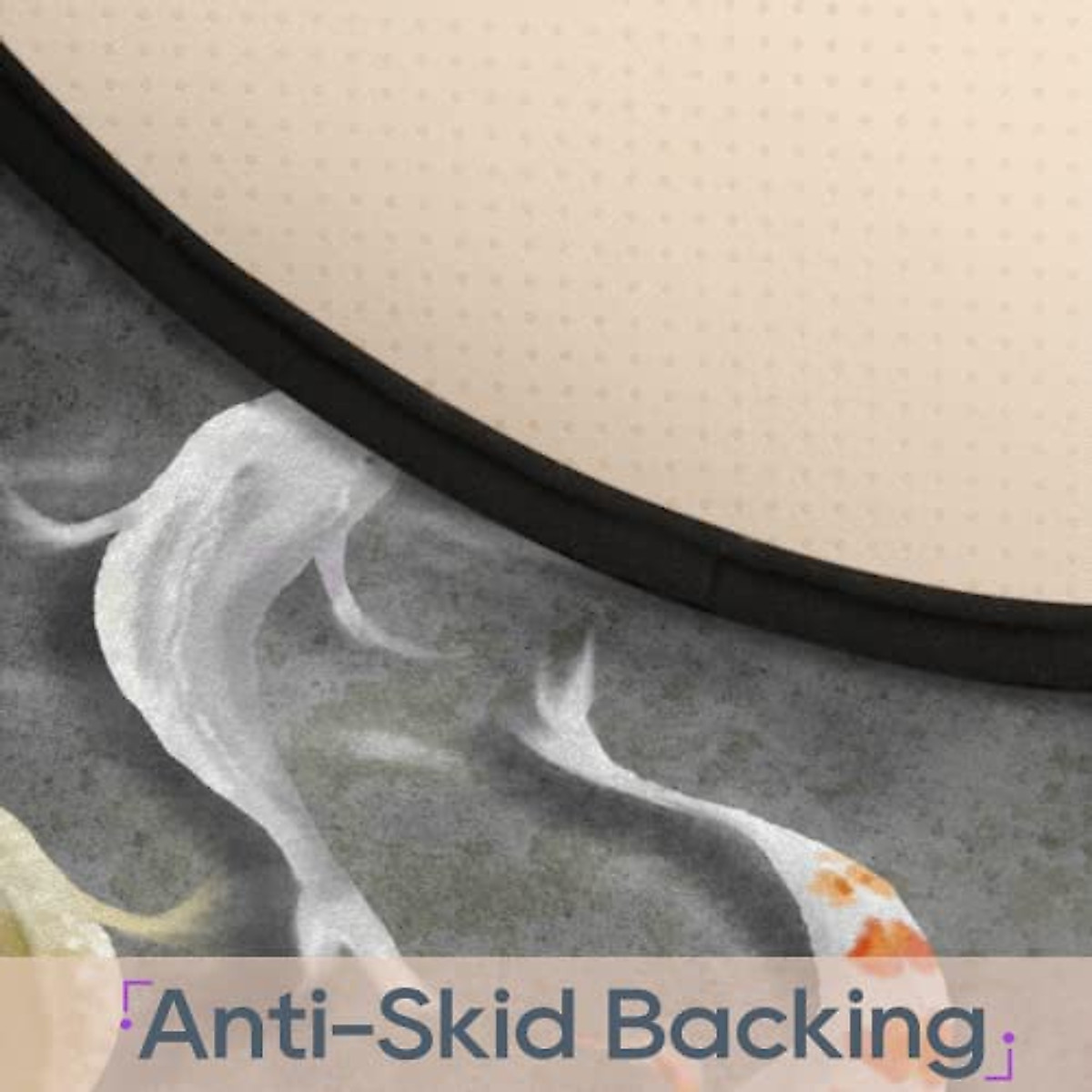 Traditional Fish Round Area Rug, Japanese Koi Fish Non-Slip Circle Rug for Bedroom Living Room Outdoor Study Playing Floor Mat Carpet, 5.2' Diameter