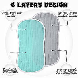 10 Pack Muslin Burp Cloths for Baby Girl Boy 6 Layers Thicken Soft Unisex Baby Burp Cloths Large Absorbent Muslin Burping Cloth Rags