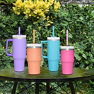 YOUCOX 10 Pack Replacement Straw for Stanley 40 oz 30 oz Cup Tumbler with handle, Color Glitter Reusable Straws with Cleaning Brush for Stanley Adventure Travel Tumbler Accessories, Dishwasher Safe