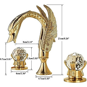 Faucet, Faucets,Basin Mixer Tap Newly Gold 3Pcs Bathroom Sink Faucet, Basin Mixer Tap, Style Vessel Faucet, 2 Handles Bath Faucet Basin Taps Water Tap for Bathroom Kitchen (Color : Brushed Nickle)