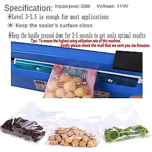 OCDLIVERER 16 Inch Impulse Sealer,mylar bag sealer heat sealer Machine,Heat Seal Closer with Replacement Set,Poly Bag Sealing Maching Heat Seal Closer with Repair kit