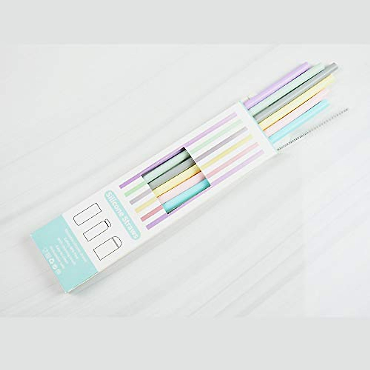 Silicone Straws Reusable Drinking Straw Pack-of-6 Soft Beverage Water Drink Straw -for 30oz and 20oz Tumblers 6Pcs Straws - Comes with 1 Cleaning Brush in All (1Box)