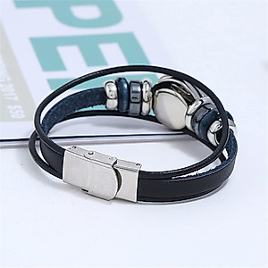 Zodiac Taurus Constellation Bracelet Handmade Woven Multilayer Zodiac Sign Leather Wrap Bracelet Wristband for Women Men Jewelry Gift 2Pcs Set