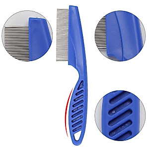 6 Pack Flea Lice Comb for Dogs Cats, Pet Tear Stain Remover Grooming Comb with Rounded Metal Teeth for Small, Medium & Large Pets, Blue
