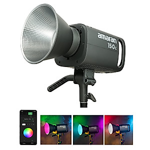 Aputure amaran 150c Video Light,RGB Studio Light 150W Output Bowens Mount Point-Source LED video light,15,610 lux @ 1m 2,500K ~7,500K CCT,APP Control 9 System FX Photography Lighting(amaran 150c Gray)