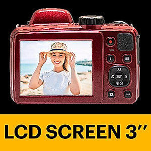 KODAK PIXPRO Astro Zoom AZ425-RD 20MP Digital Camera with 42X Optical Zoom 24mm Wide Angle 1080P Full HD Video Optical Image Stabilization Li-Ion Battery and 3" LCD (Red)