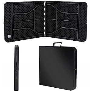 NIUTA 4FT Fold-in-Half Table, Portable Folding Table, Black