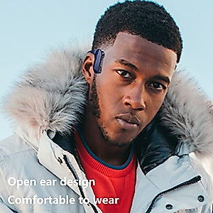 Wireless Air Conduction Headphones Bluetooth Open Ear Sport Headphones with Microphones, Foldable Lightweight Running Headphones Portable Neckband Headphones-1*Black+1*Blue(2pack)